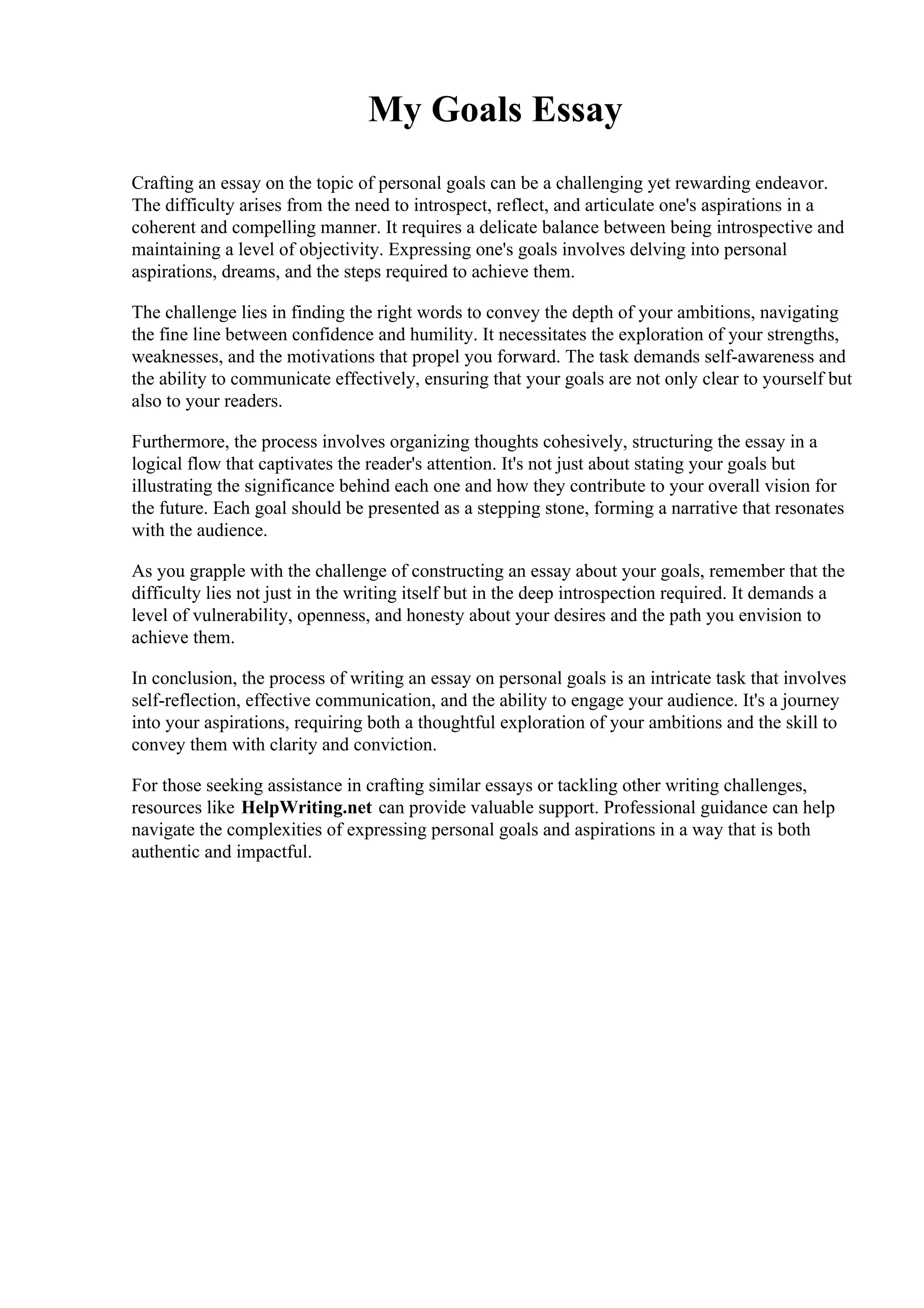 My Goals Essay.pdfMy Goals Essay | PDF