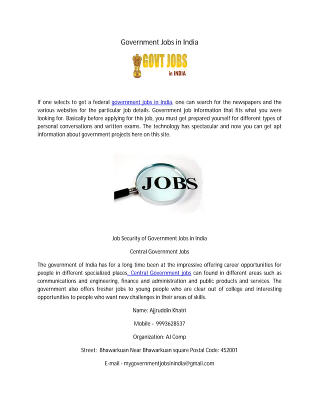 My government jobs in india | PDF