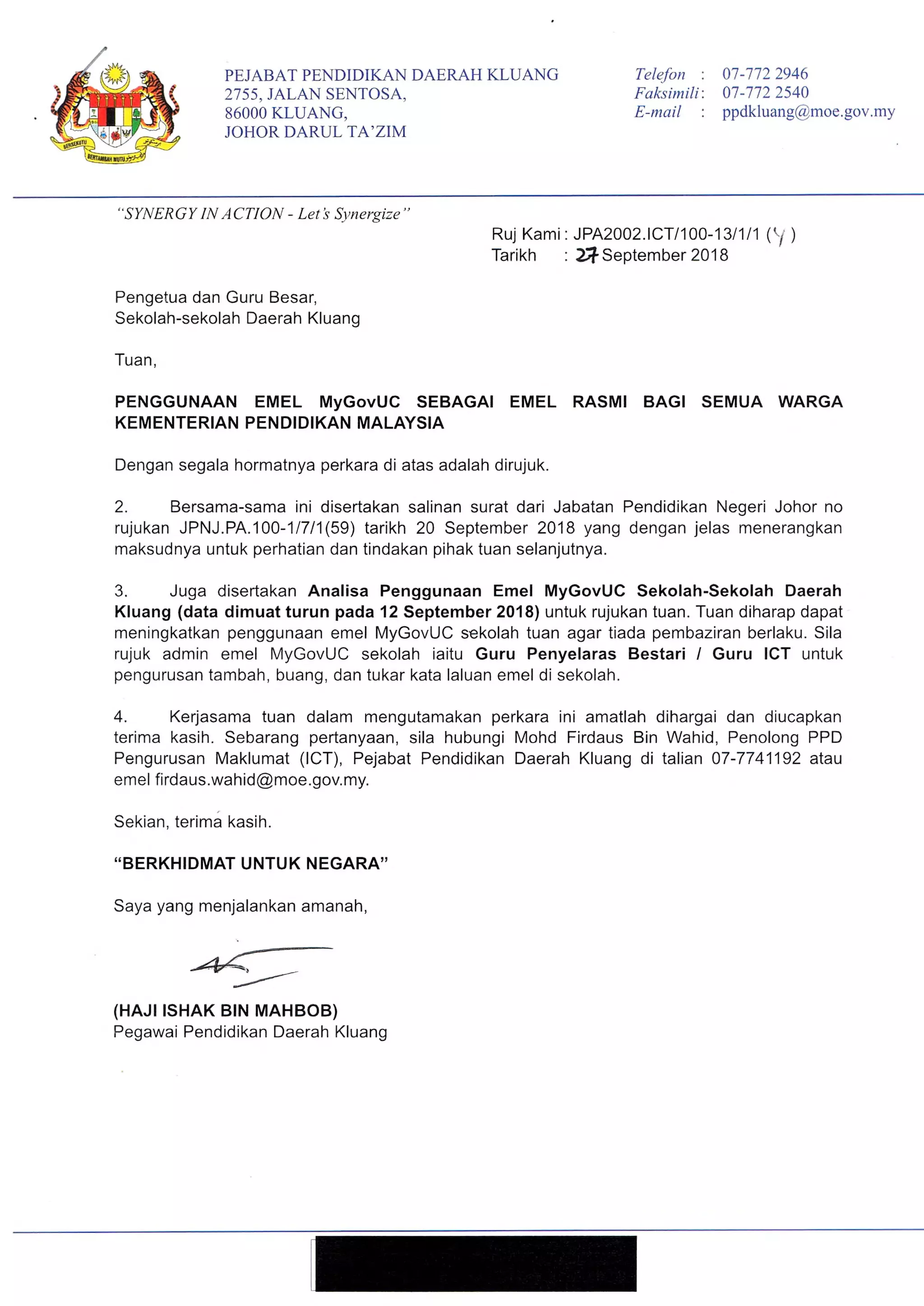 PENGGUNAAN EMEL MYGOVUC SEBAGAI EMEL RASMI BAGI SEMUA WARGA KEMENTERIAN ...