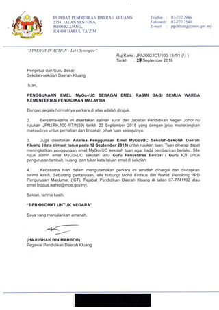 PENGGUNAAN EMEL MYGOVUC SEBAGAI EMEL RASMI BAGI SEMUA WARGA KEMENTERIAN ...