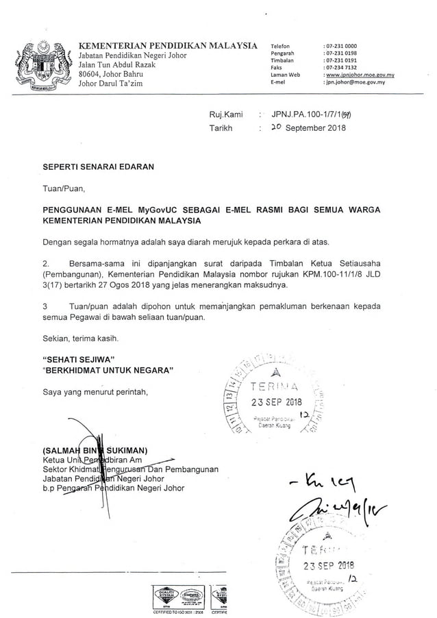 PENGGUNAAN EMEL MYGOVUC SEBAGAI EMEL RASMI BAGI SEMUA WARGA KEMENTERIAN ...