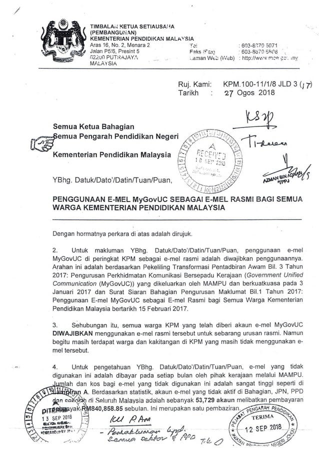 PENGGUNAAN EMEL MYGOVUC SEBAGAI EMEL RASMI BAGI SEMUA WARGA KEMENTERIAN ...