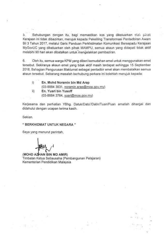 PENGGUNAAN EMEL MYGOVUC SEBAGAI EMEL RASMI BAGI SEMUA WARGA KEMENTERIAN ...