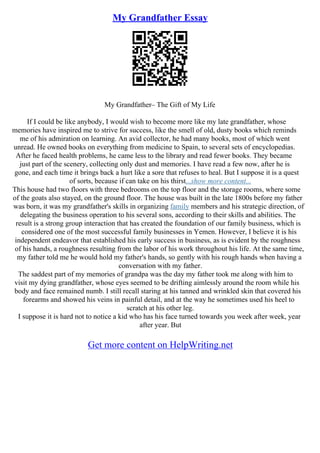 My Grandfather Essay | PDF