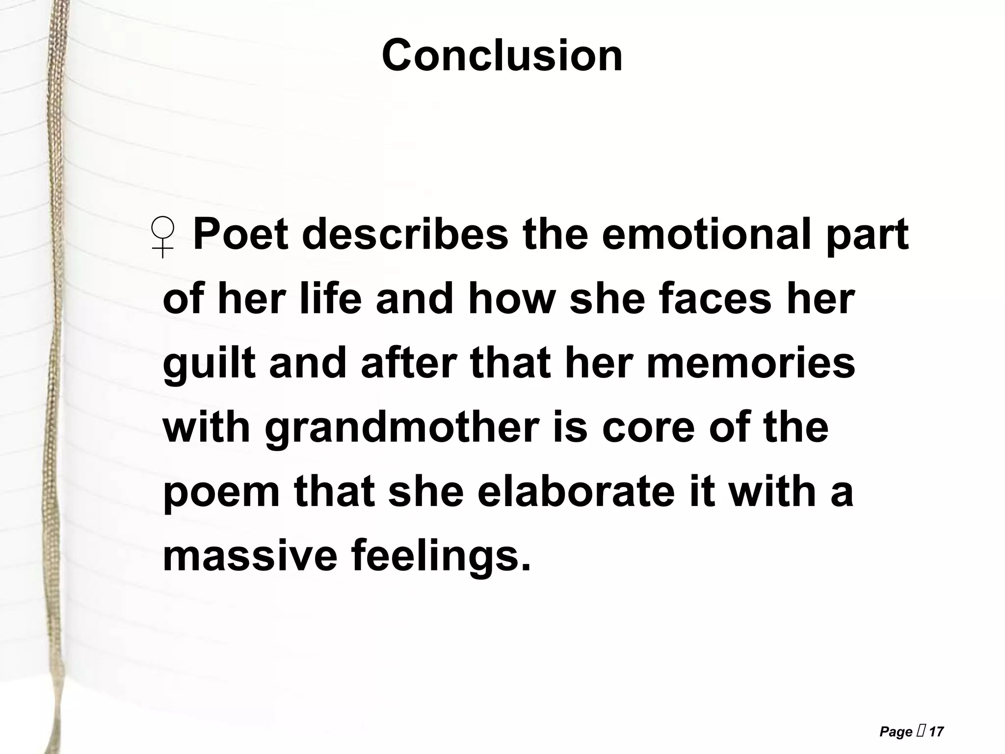 My Grandmother by Elizabeth Jennings Prepared by Kaushal Desai | PPT