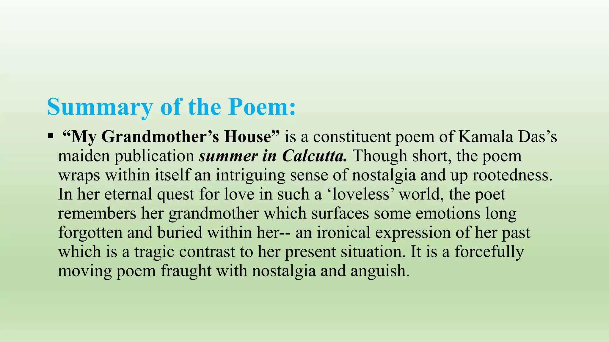 My Grandmother's House | PPTX