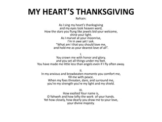 My heart’s thanksgiving | PPTX | Christianity | Religion & Spirituality