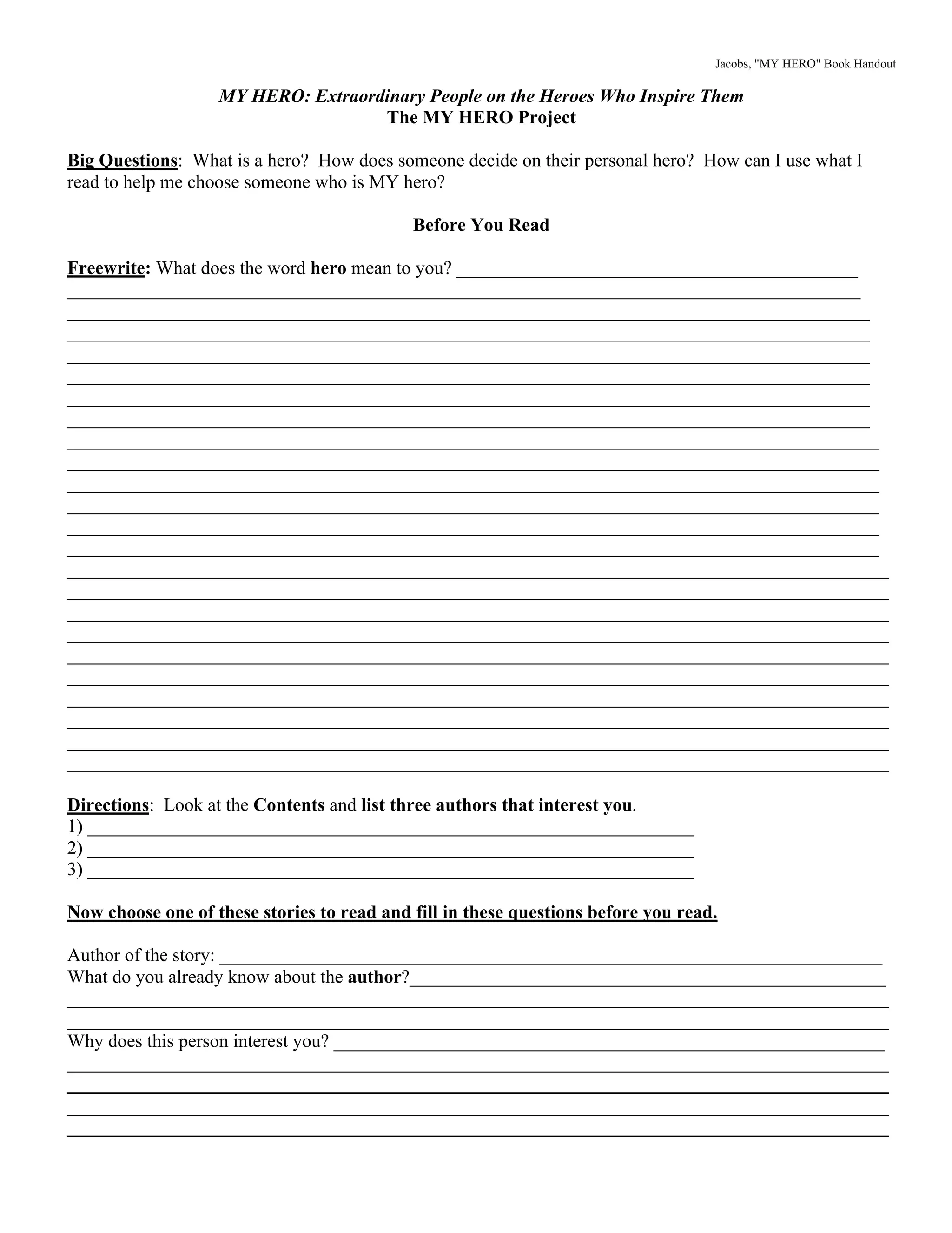 My hero book_handout | PDF