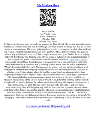 My Hero Essay | PDF
