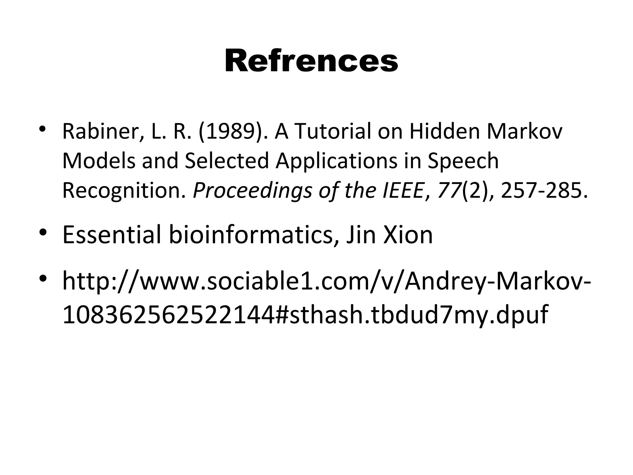 HMM (Hidden Markov Model) | PPT