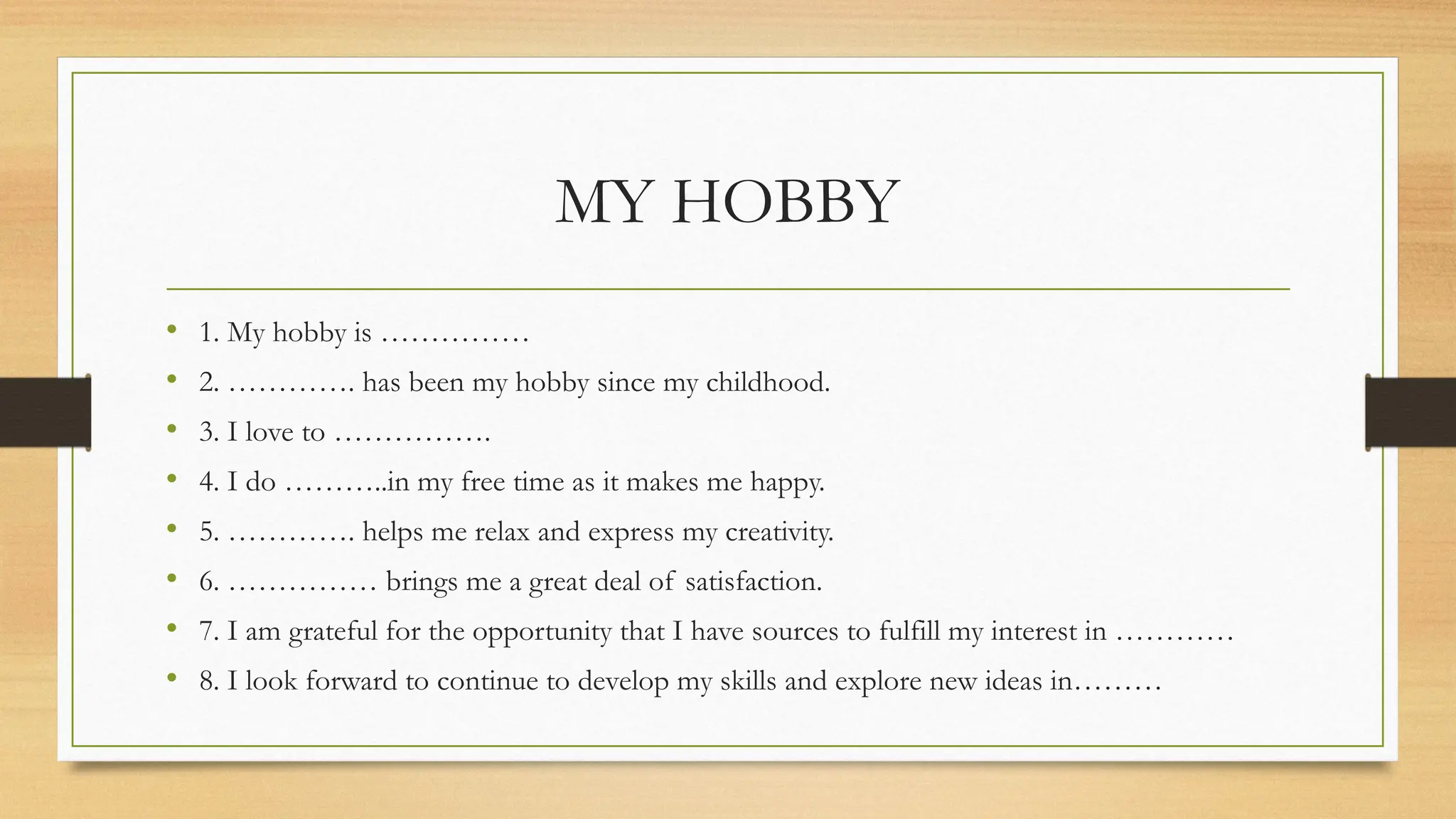 MY HOBBY presentation classes 6-8 science | PPT