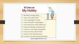 MY HOBBY presentation classes 6-8 science | PPTX