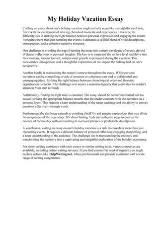 My Holiday Vacation Essay | PDF