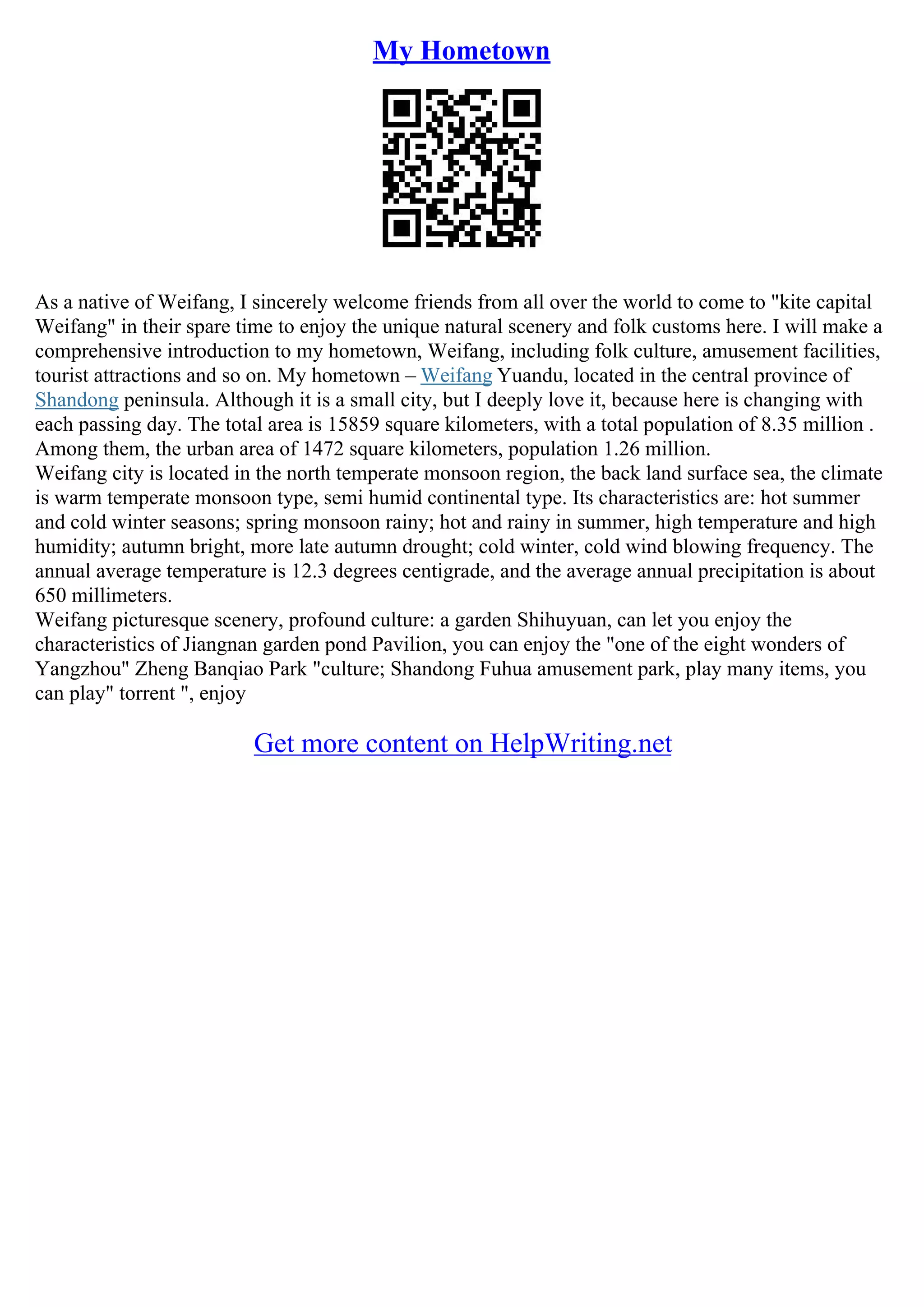 My Hometown Essay | PDF