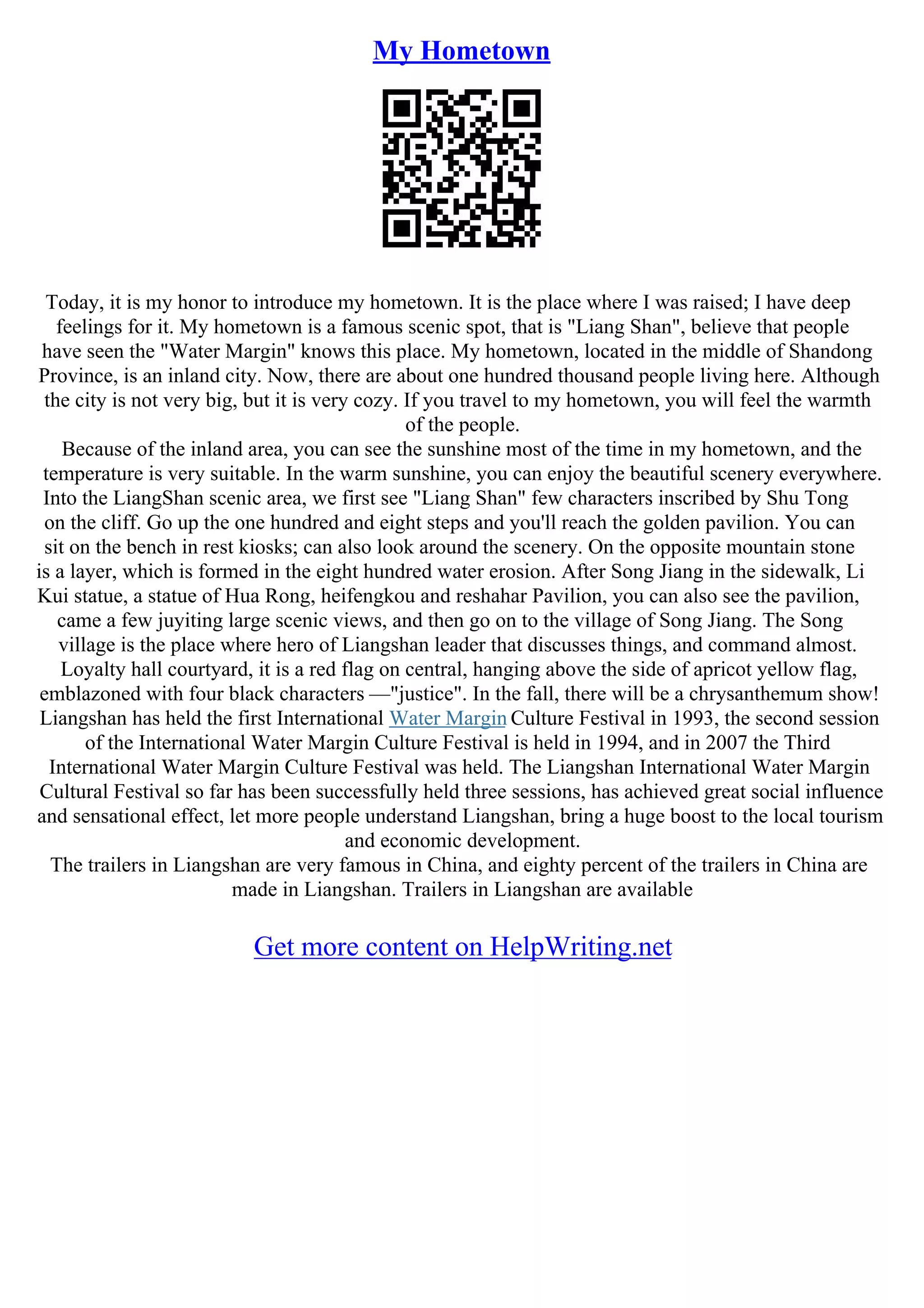 My Hometown Essay | PDF