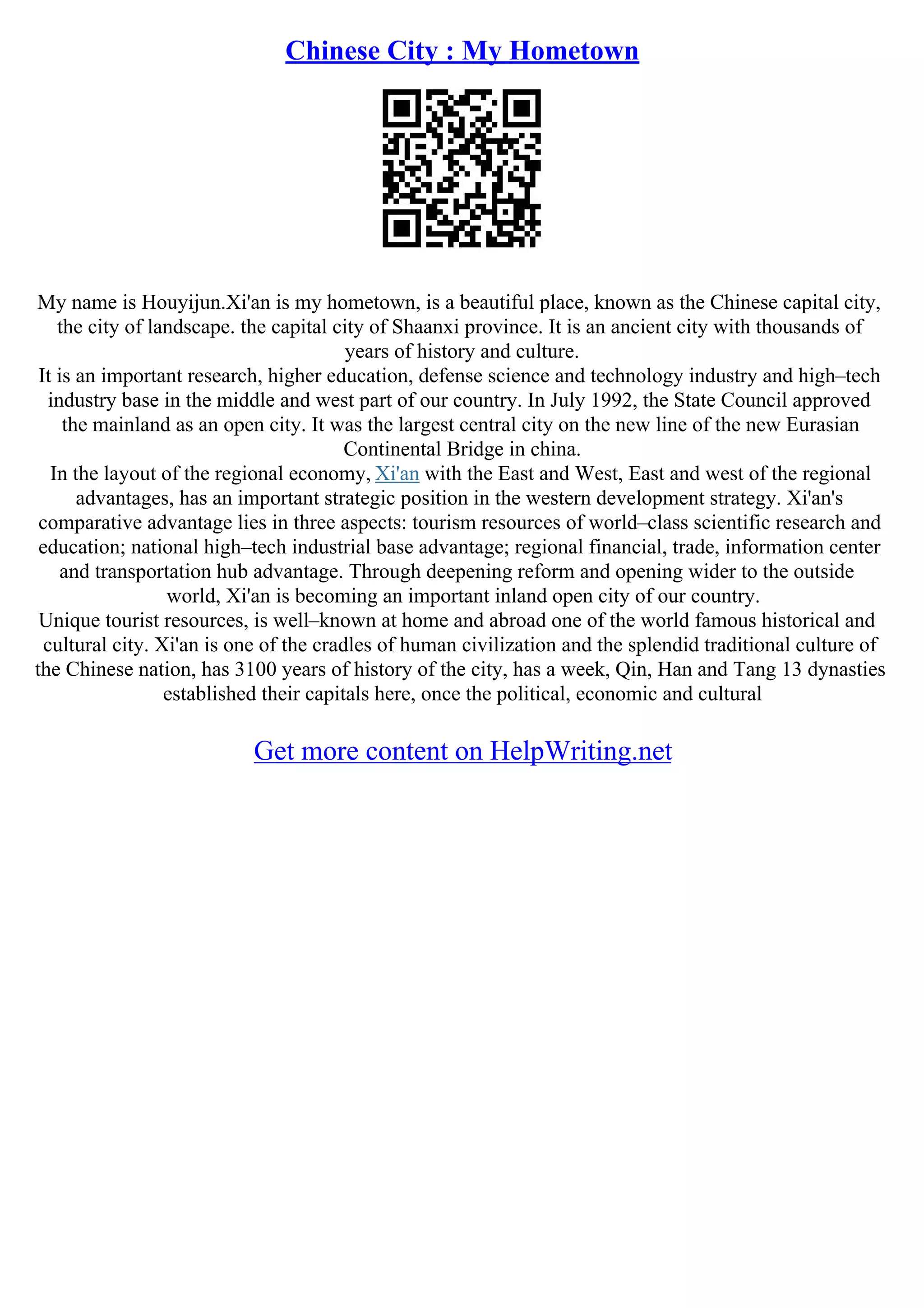 My Hometown Essay | PDF