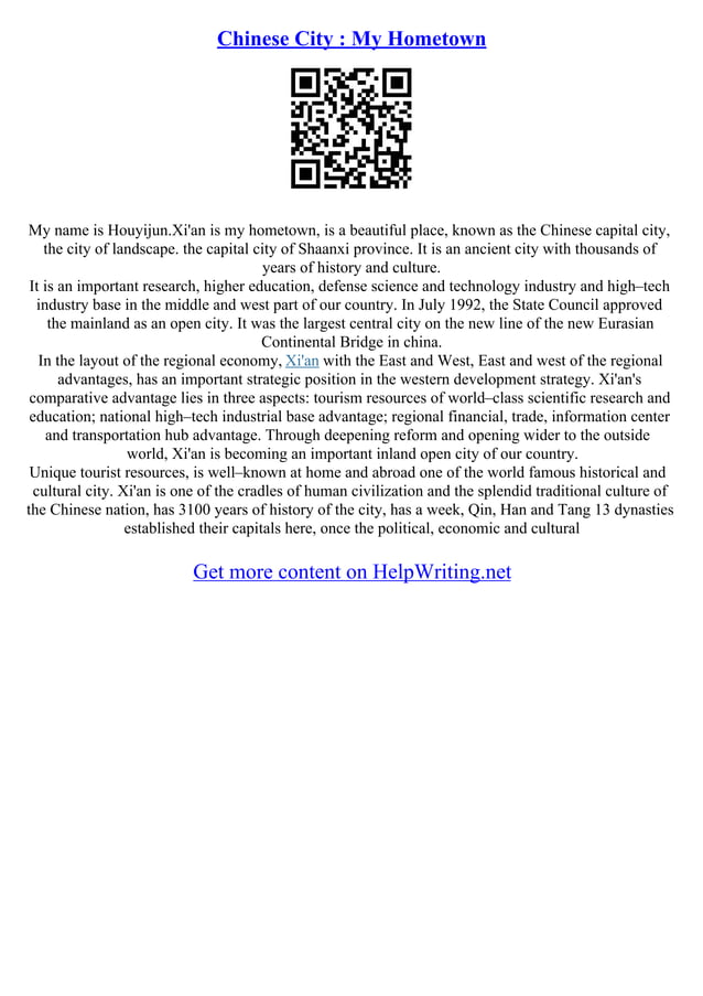 My Hometown Essay | PDF