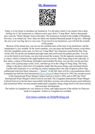 My Hometown Essay | PDF