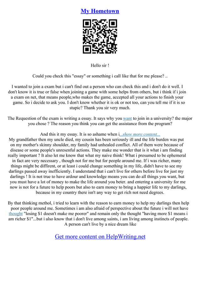 My Hometown Essay | PDF