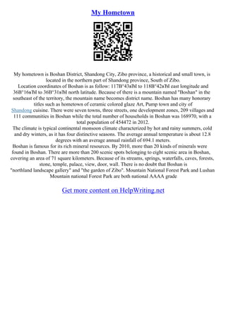 My Hometown Essay | PDF