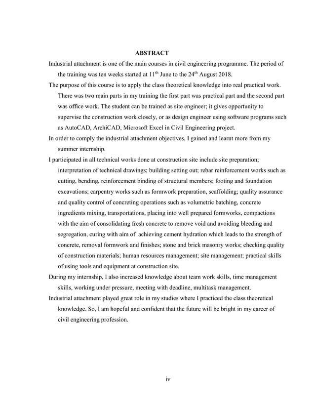 INDUSTRIAL ATTACHMENT REPORT By Innocent Nsengimana | PDF | Civil ...