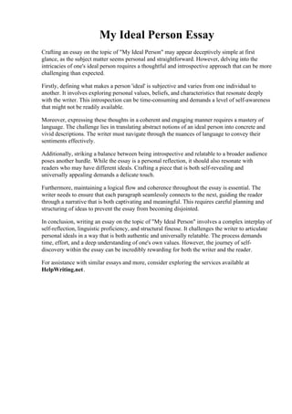 My Ideal Person Essay | PDF