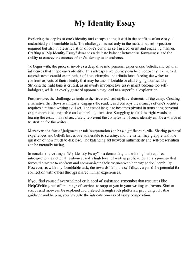 My Identity Essay. Haywood Community College | PDF