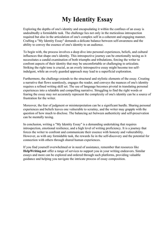 My Identity Essay. Reflective Essay: What is identity essay | PDF