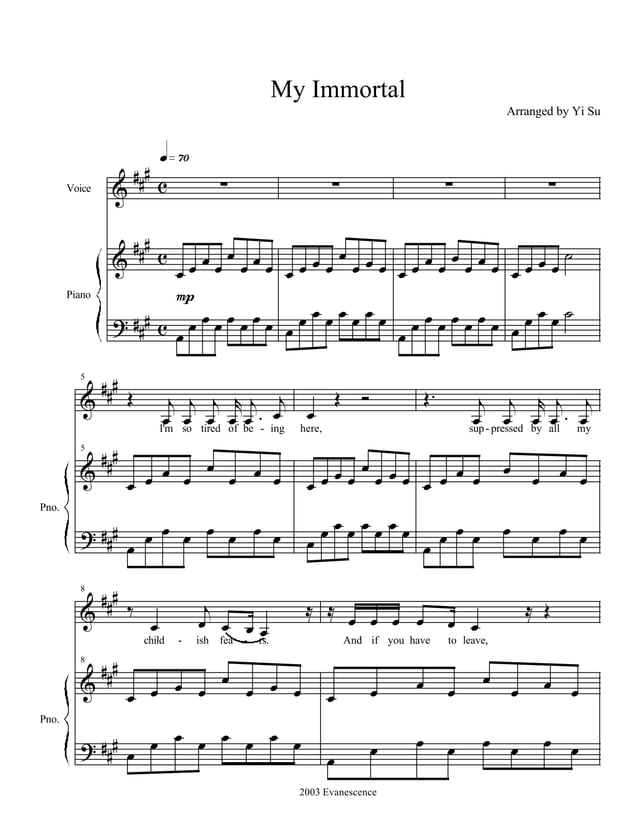 My immortal evanescence piano sheet music | PDF | Music | Entertainment