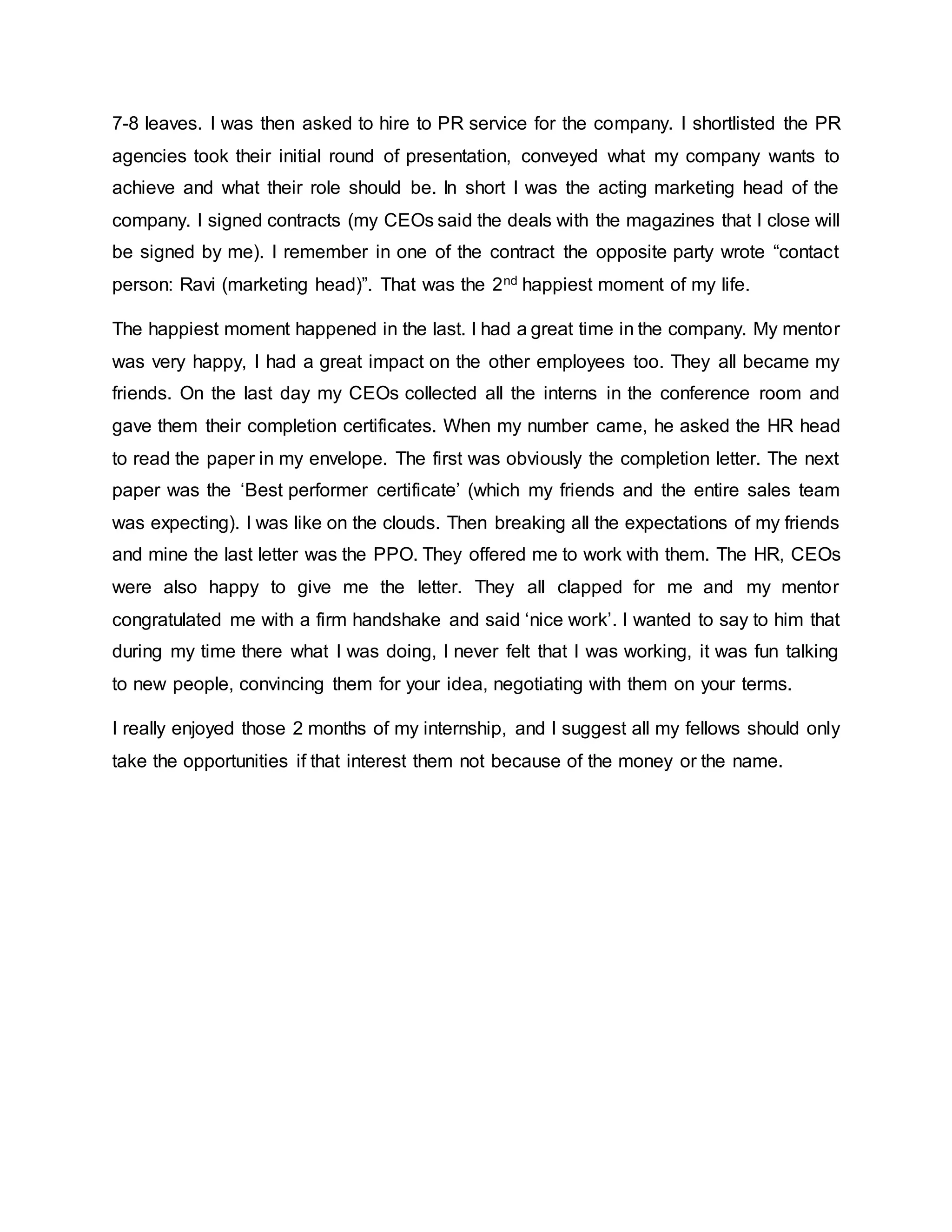 My internship story | PDF