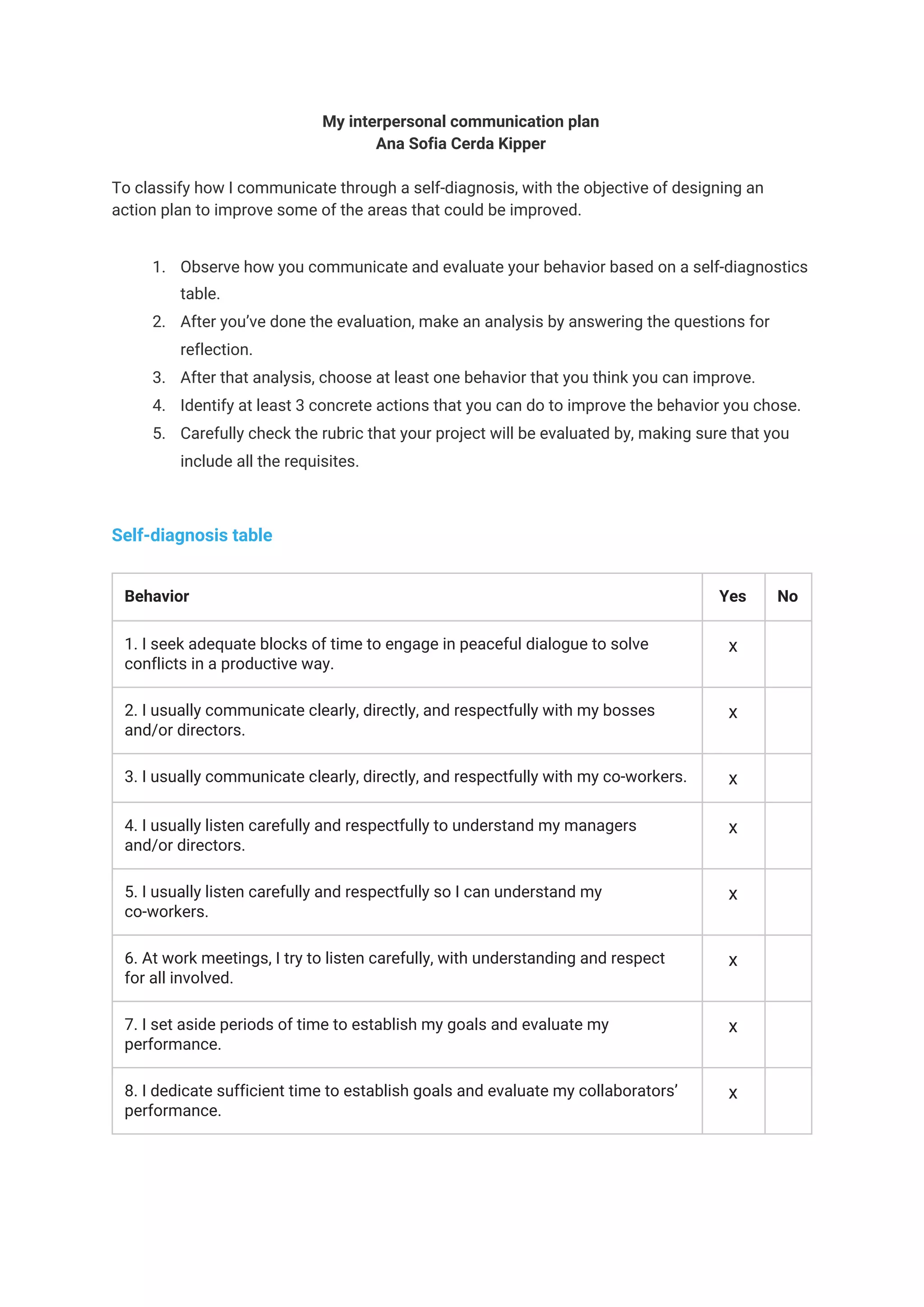 My interpersonal communication plan | PDF