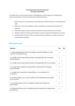 My interpersonal communication plan | PDF | Career Advice | Careers
