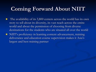 My Interpretation about NIIT and Crest Academy | PPT