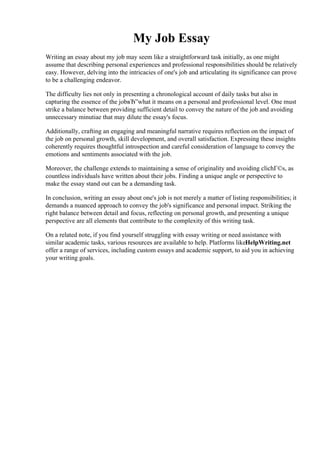 My Job Essay | PDF