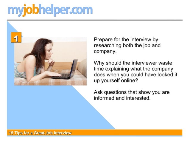 15 Tips for a Great Job Interview | PPT
