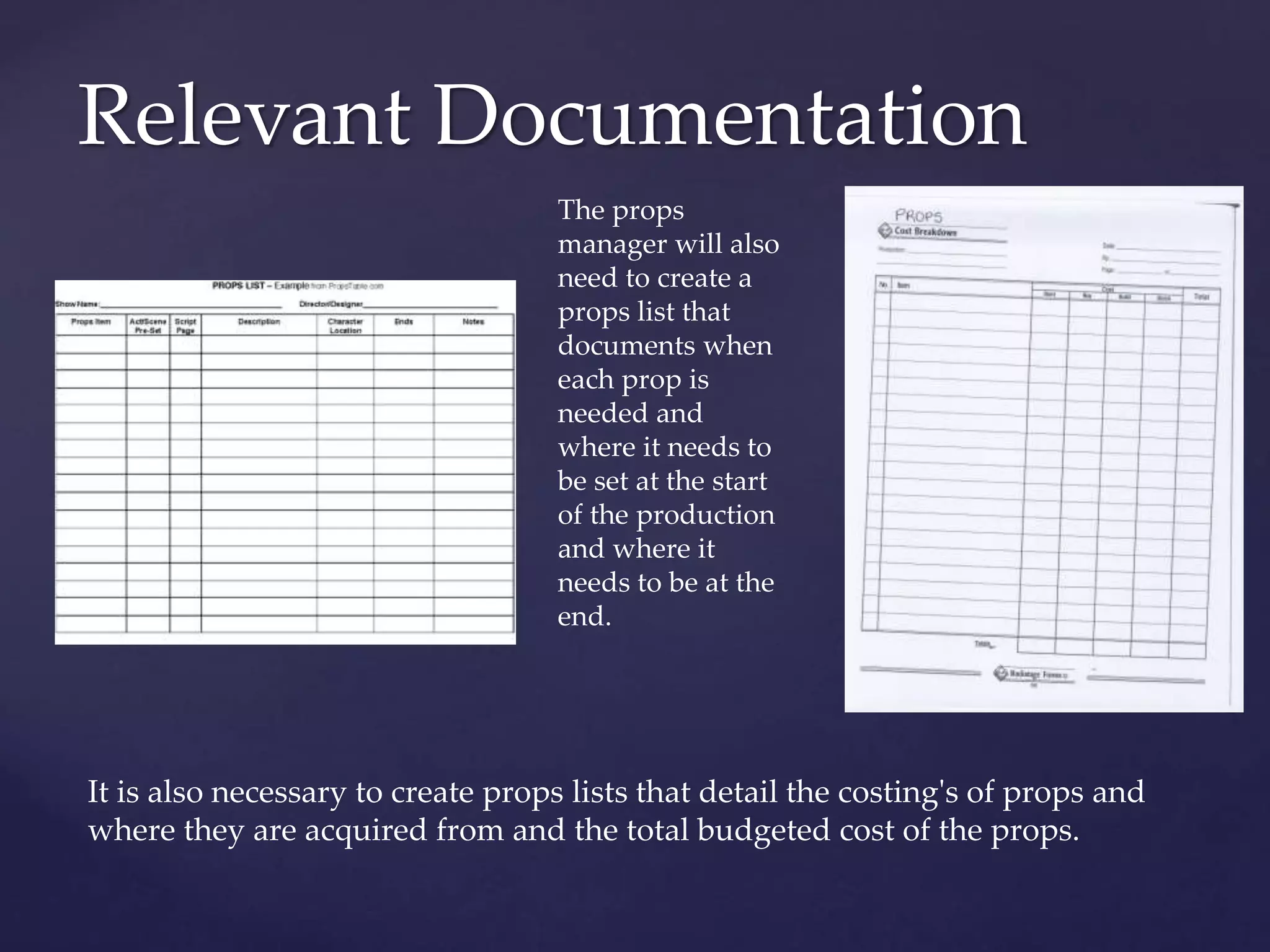 My job roles and responsibilities props mistress | PPTX