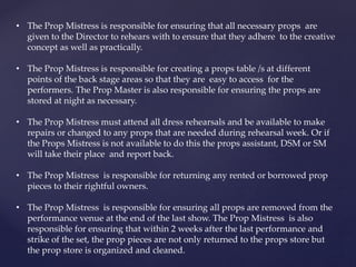 My job roles and responsibilities props mistress | PPTX