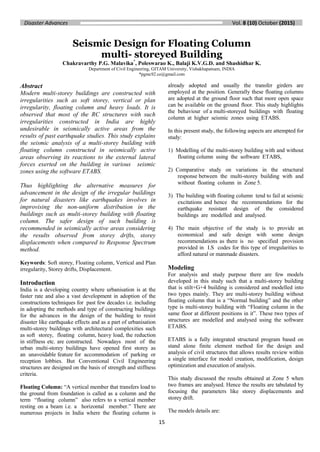 Seismic Design for Floating Column multi- storeyed Building by P.G.Malavika Chakravarthy, Dr.K.V ...