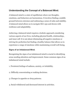 THE INPORTANCE OF MENTAL WELLNESS IN LIFE. | DOCX