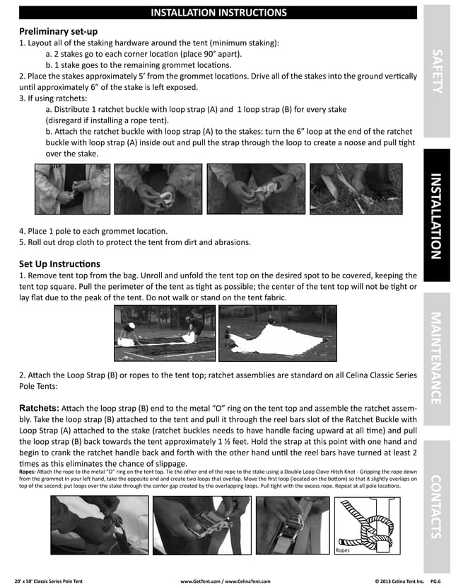 20 x 50 Pole Tent Installation Instructions | PDF