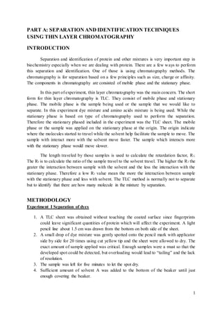 PRACTICAL 2: PURIFICATION AND ANALYSIS OF BIOMOLECULES BY ...