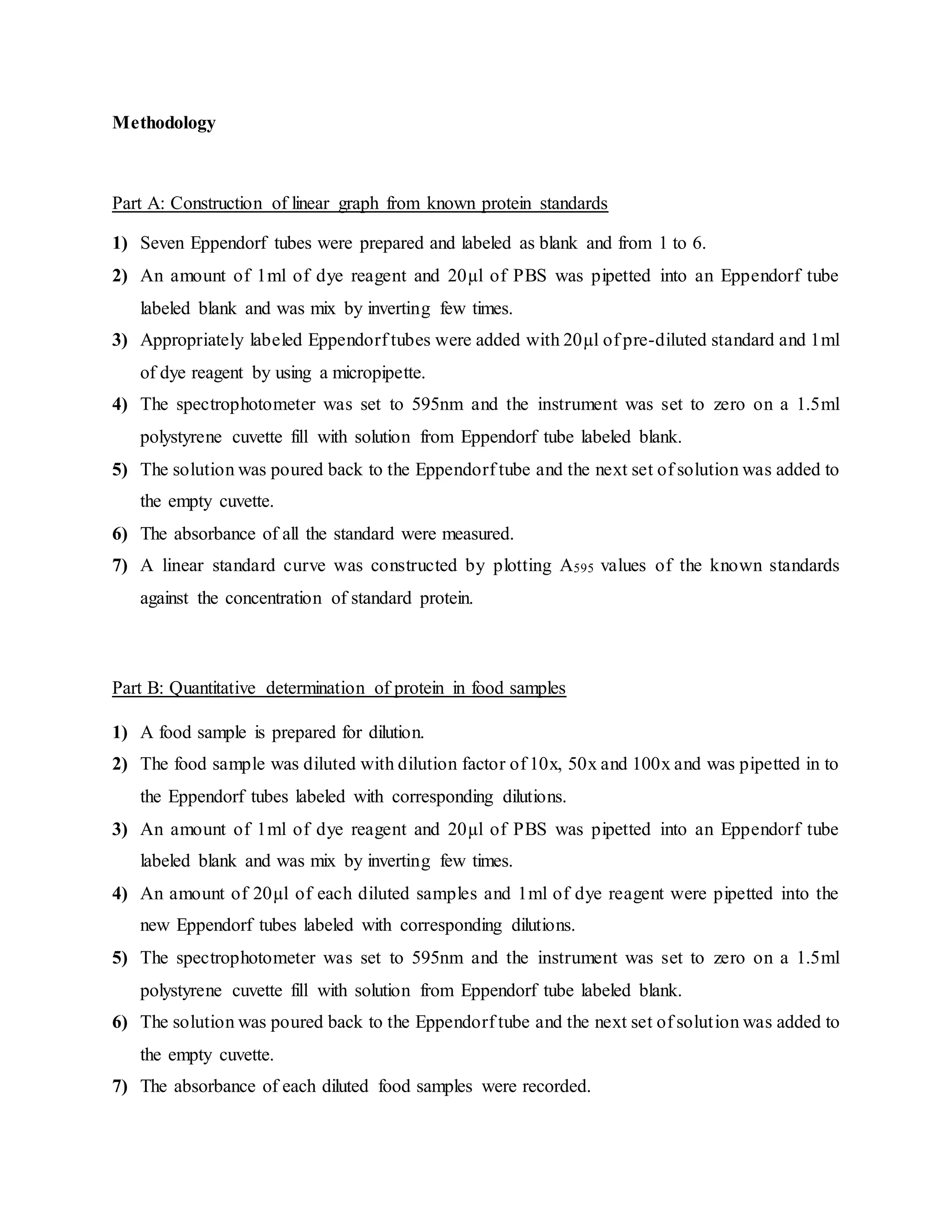 Practical 3 Quantitative determination of protein concentration using ...
