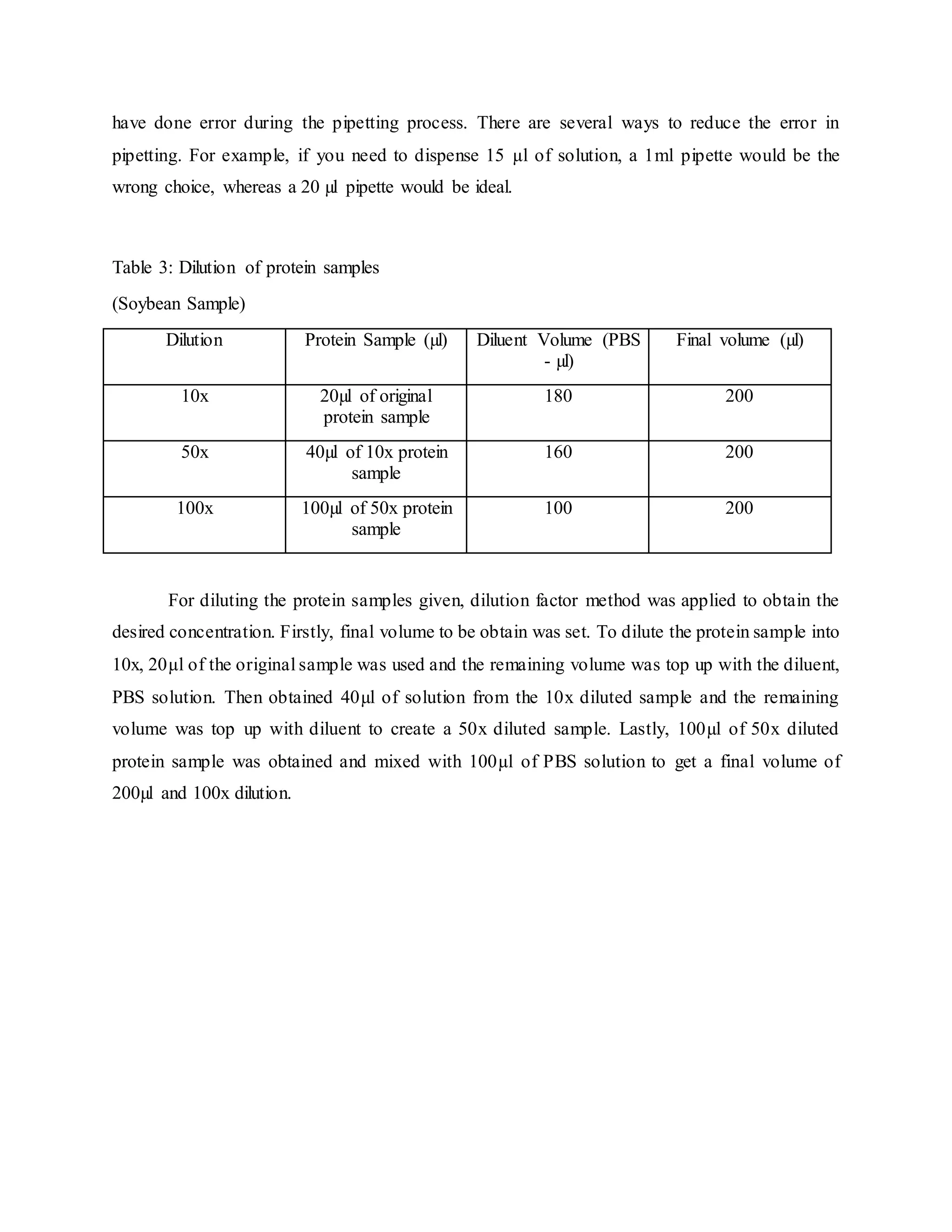 Practical 3 Quantitative determination of protein concentration using spectrophotometry | DOCX