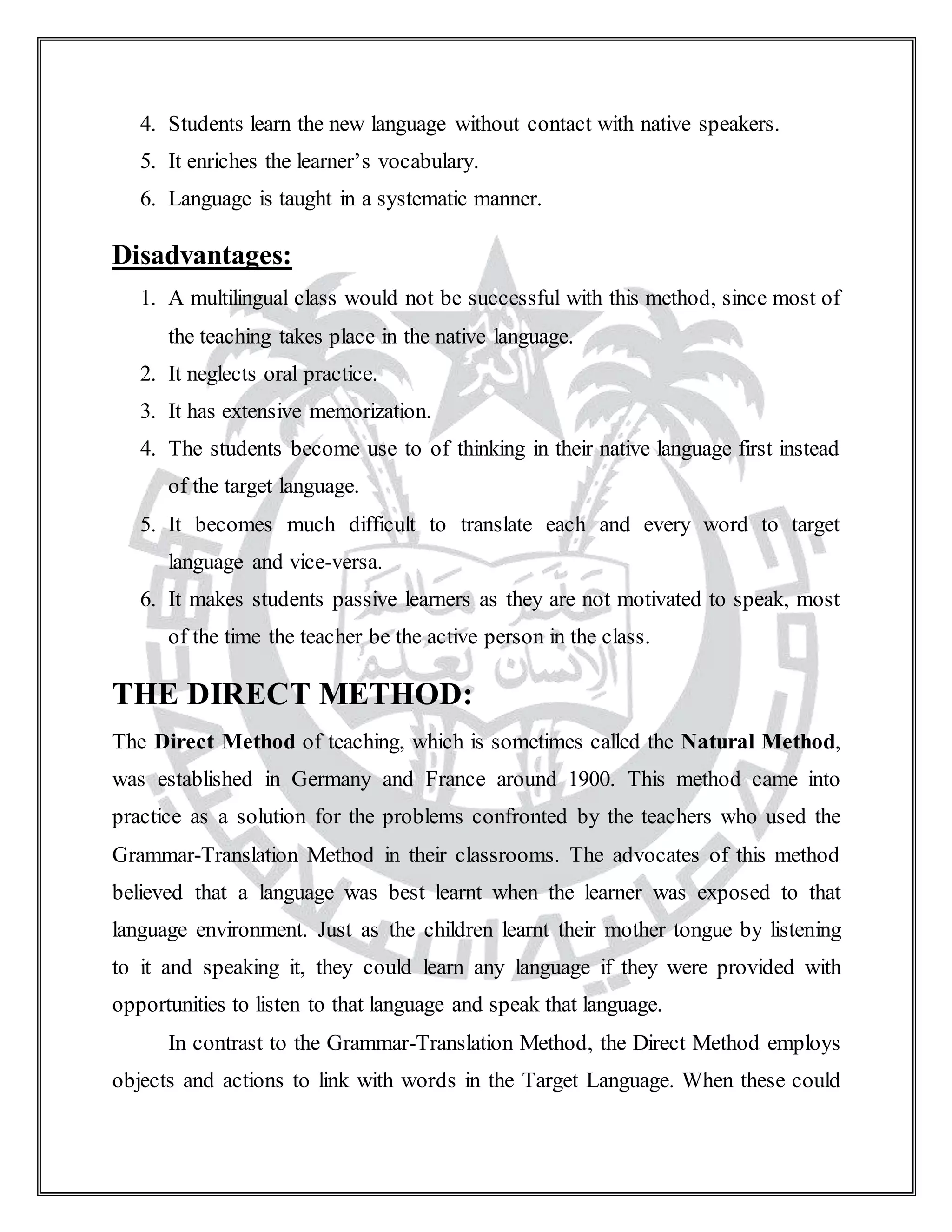 Grammar-Translation & Direct Methods | PDF