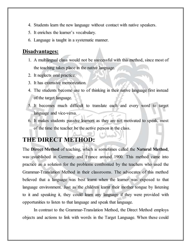 Grammar-Translation & Direct Methods | PDF