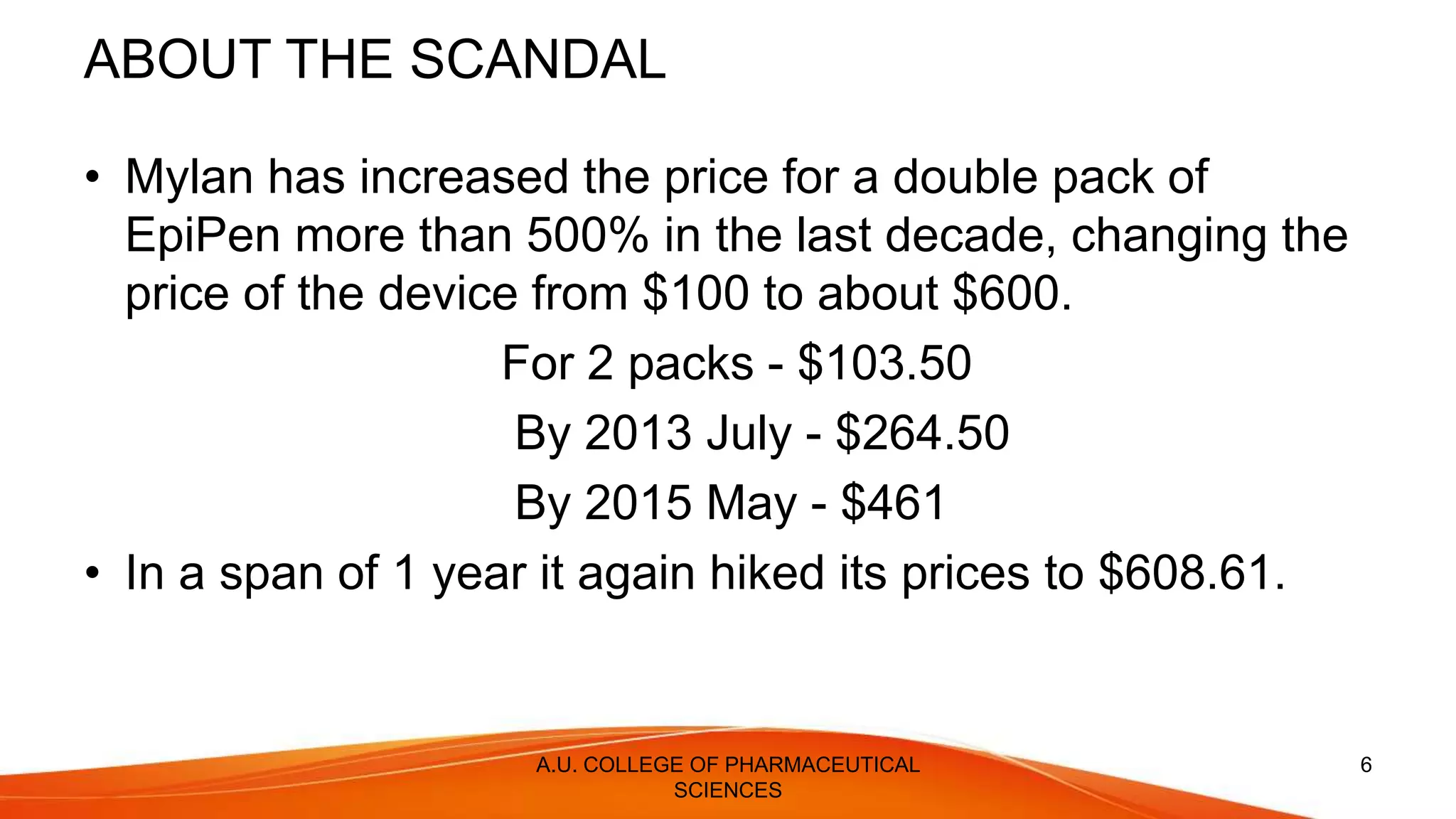 Mylan's epipen pricing scandal | PPTX