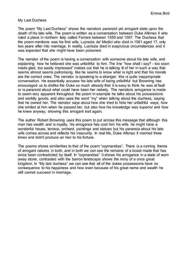 My Last Duchess - Robert Browning | PDF