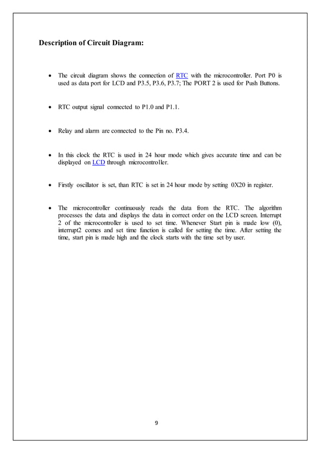 Project Report On The Digital Clock Using Rtc And Microcontroller 8051