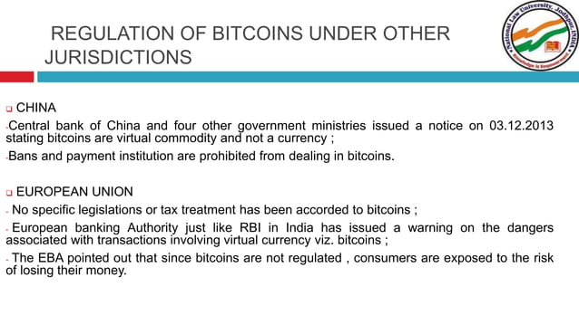 Regulation of Bitcoins under Indian Regulatory Frameworks