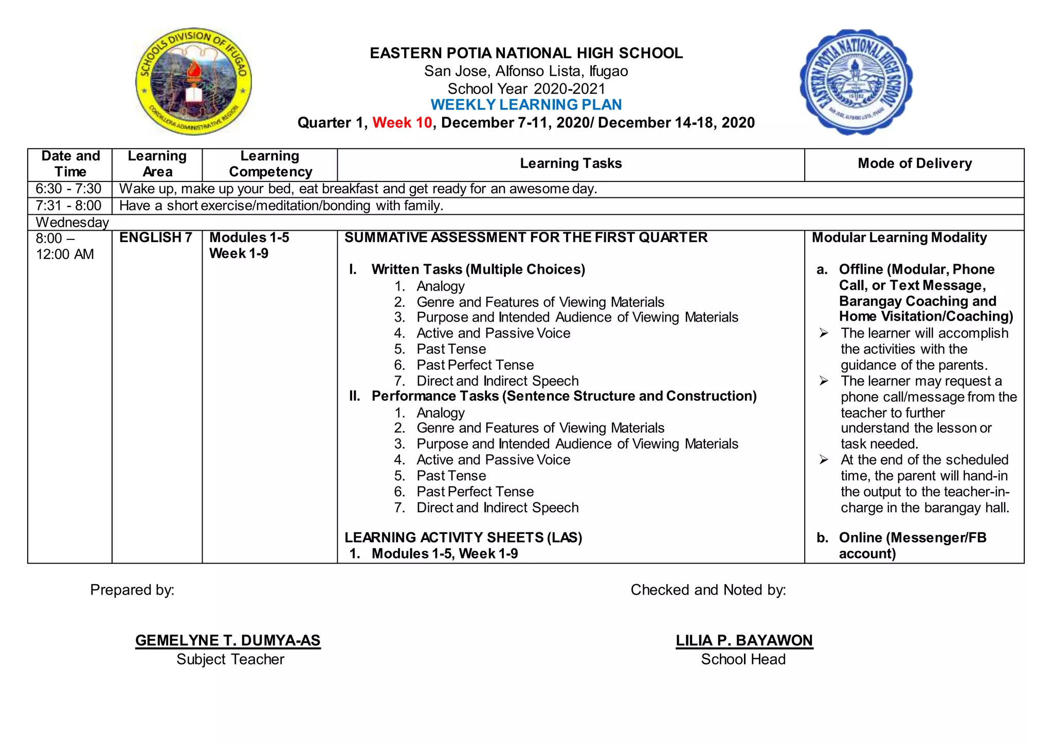 MY LEARNING PLAN IN ENGLISH 7 S.Y. 2020-2021.docx